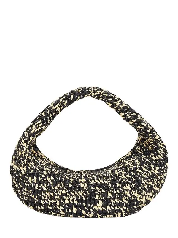Khaite Olivia Medium Raffia Hobo Bag - Black & White