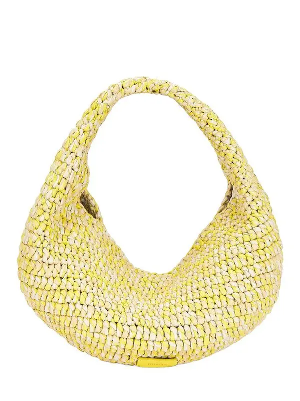 Khaite Olivia Medium Raffia Hobo Bag - Citron & White