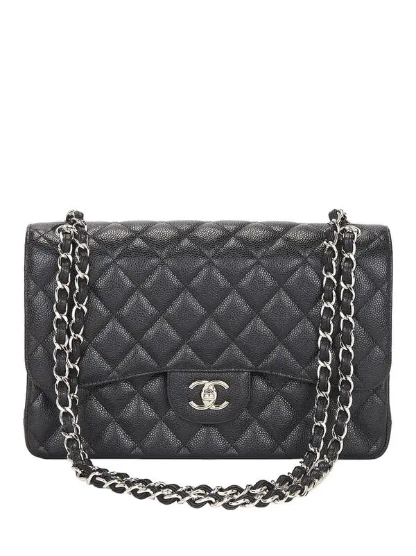 Chanel Caviar Jumbo Classic Double Flap Bag - Black