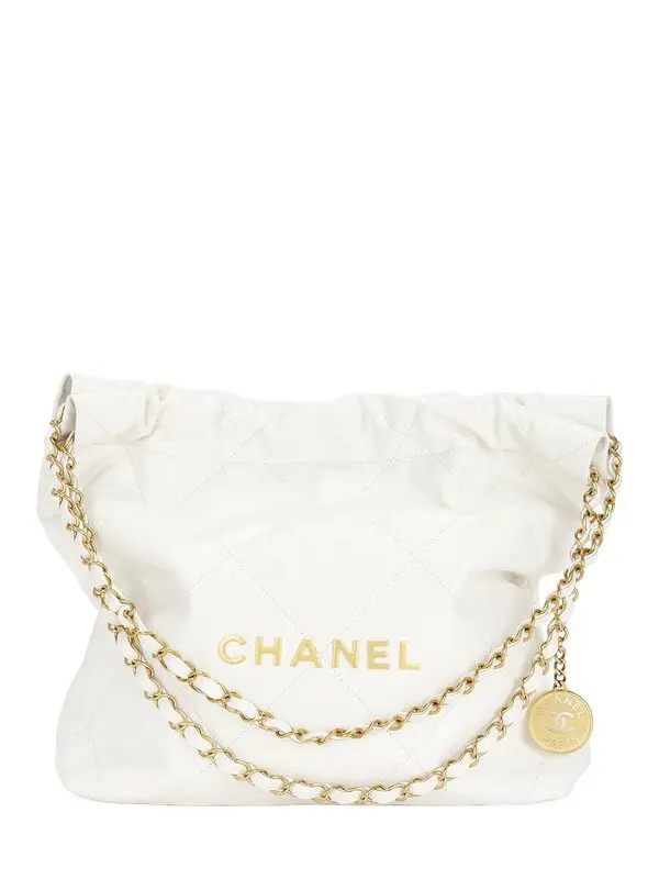 Chanel Calfskin Small 22 Hobo Bag - White