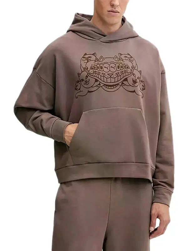 PUMA Graphic Print Hooded Sweatshirt - Brown