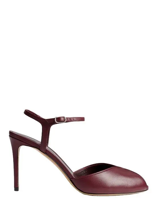 Le Monde Beryl Valetta Peep Toe Leather Sandal - Burgundy