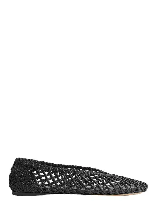 Le Monde Beryl Regency Knotted Leather Slippers - Black