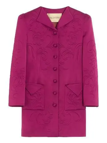 Valentino Garavani Embroidered Satin Cady Caban Coat - Purple