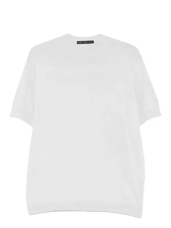 LOW BRAND Ribbed-hem T-shirt - Grey