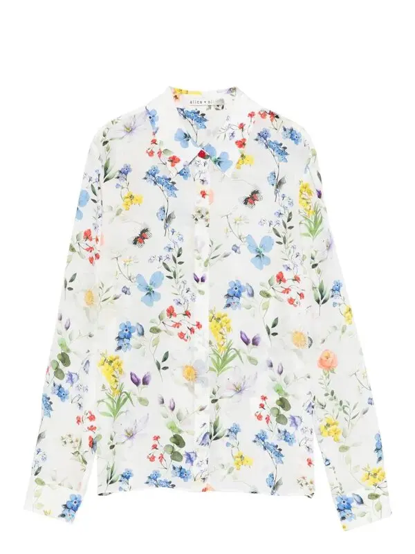 Alice + Olivia Willa Printed Blouse - White