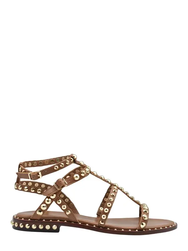 Ash Precious Studded Leather Sandals - Beige