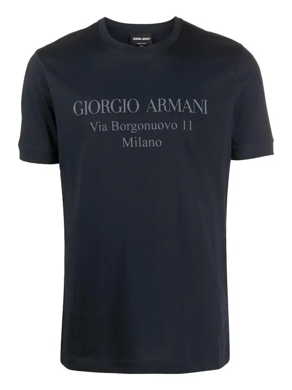 Giorgio Armani Short Sleeve T-shirt With Logo - Blue