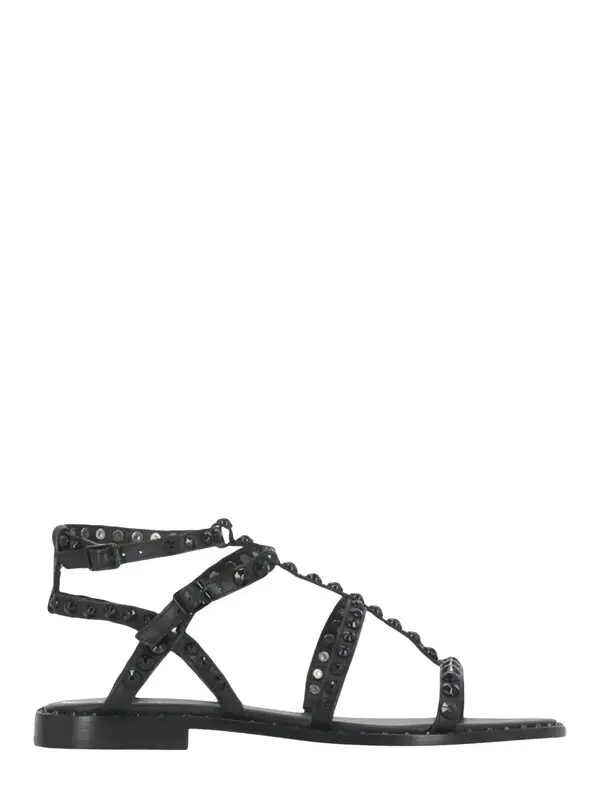 Ash Strappy Flat Sandals - Black
