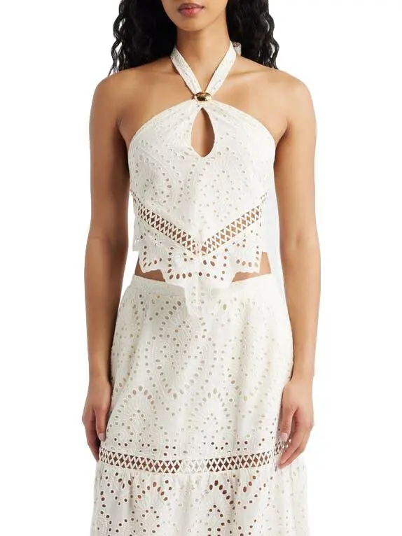 KITTENISH Cotton Eyelet Top - Egret