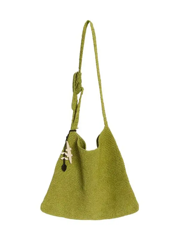 Free People Coastal Crush Straw Tote - Matcha