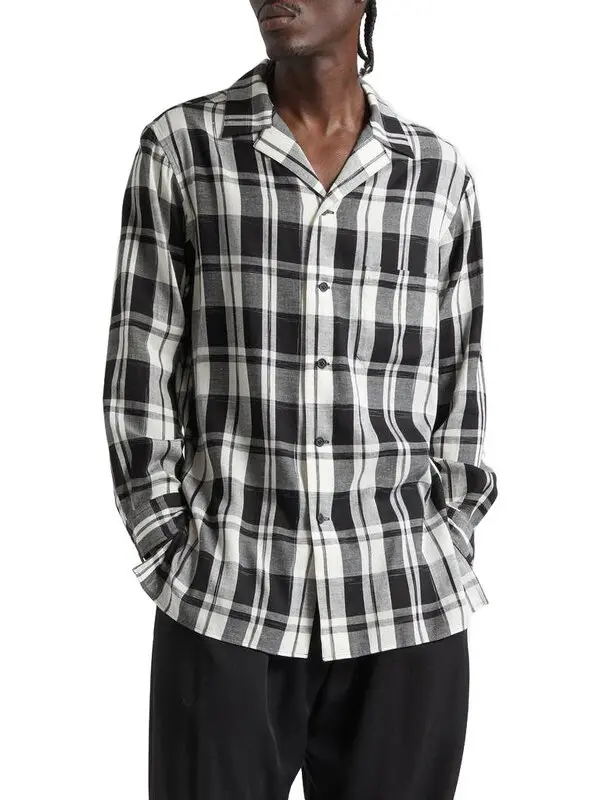 Yohji Yamamoto Khadi Plaid Button-up Shirt - Black