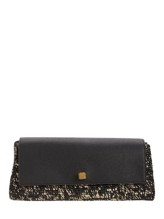 Khaite Audrey Raffia And Leather Clutch - 294 Black/white