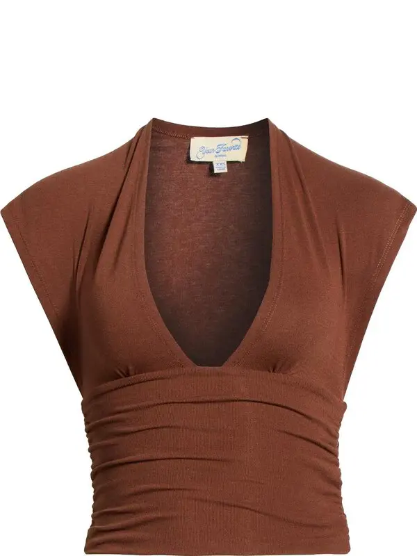PACSUN Harley Deep V Cinched Top - Brown