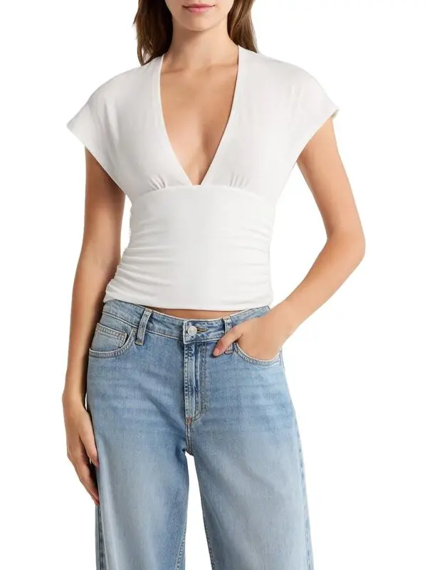 PACSUN Harley Deep V Cinched Top - White
