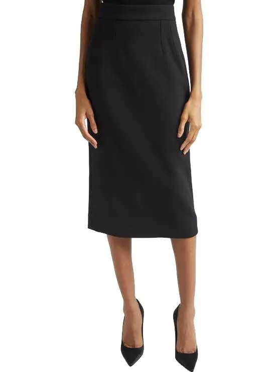 Dolce & Gabbana Virgin Wool Midi Pencil Skirt - Nero