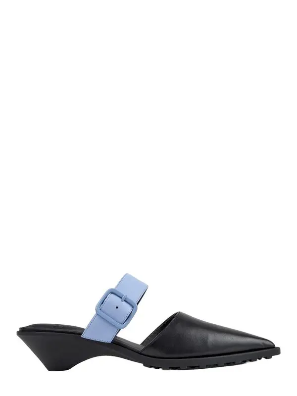 Camper Anita Leather Mules With Adjustable Strap - Black