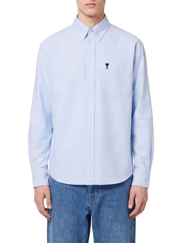 AMI Paris Casual Cotton Shirt - Gnawed Blue