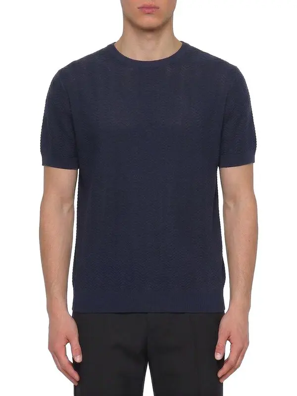 Giorgio Armani Short Sleeve Sweater - Blue