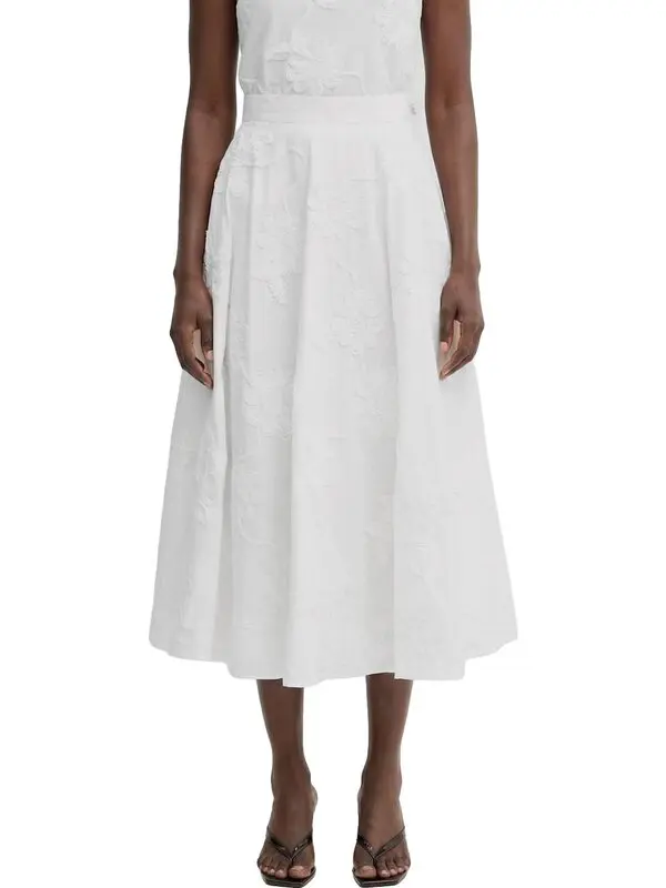ROTATE BY BIRGER CHRISTENSEN Embroidered Organic Cotton Midi Skirt - White