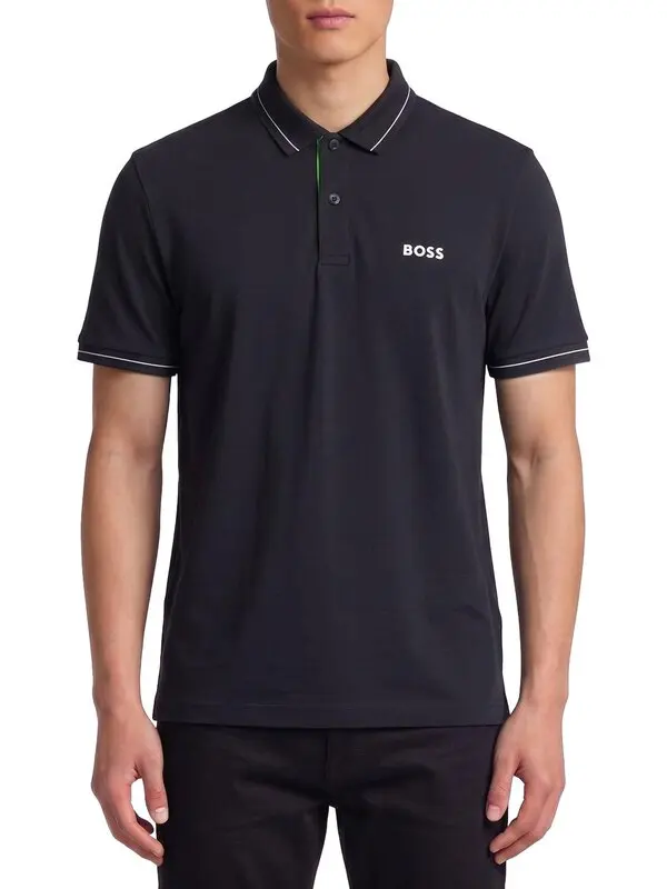 BOSS Cotton Polo Shirt With Logo - Blue
