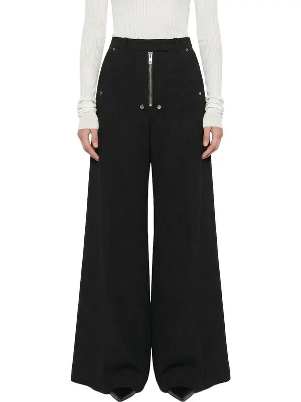 Rick Owens Wool Flared Trousers - Black