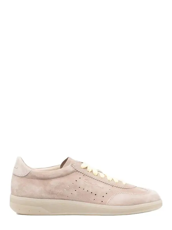Santoni Suede Lace-up Sneakers - Nude