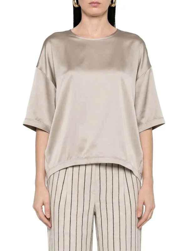 Brunello Cucinelli Silk Blend Blouse - Nude