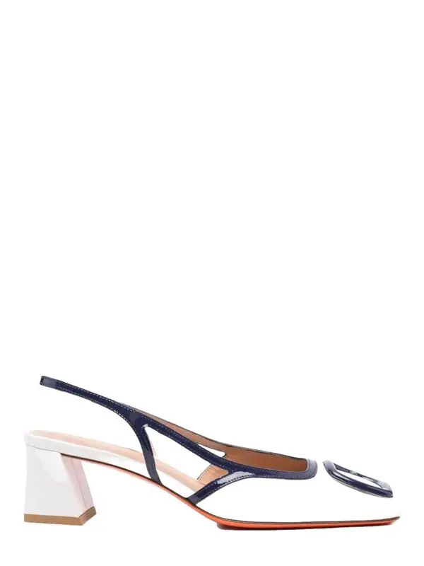 Santoni Leather Slingback Court Shoes - White