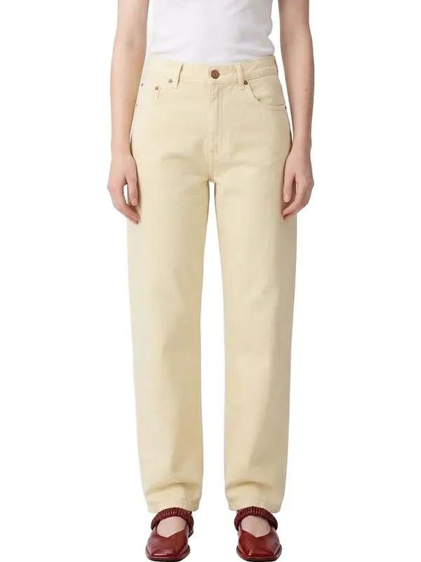 HAIKURE Straight Cotton Denim Jeans - Beige