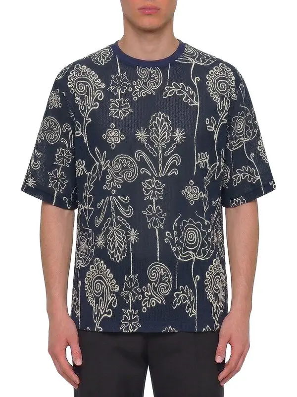 Giorgio Armani Printed Cotton T-shirt - Blue