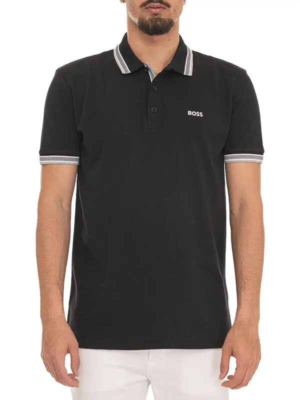 BOSS Basic Cotton Polo Shirt - Black 1