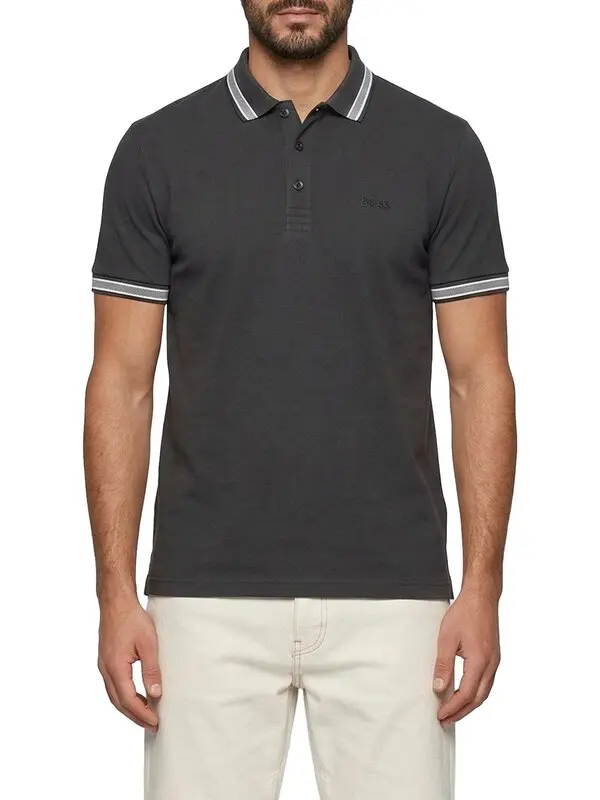 BOSS Basic Cotton Polo Shirt - Grey 1