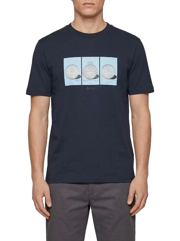 BOSS Printed Cotton T-shirt - Blue