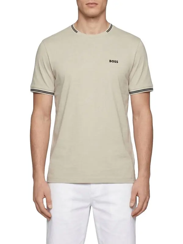BOSS Cotton T-shirt With Logo - Beige