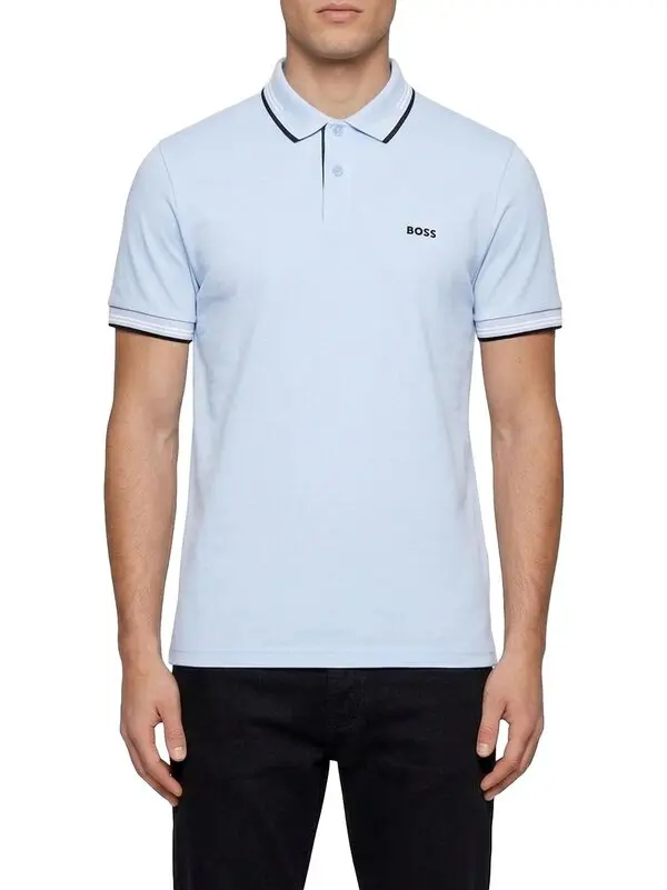 BOSS Cotton Polo With Logo - Blue 1