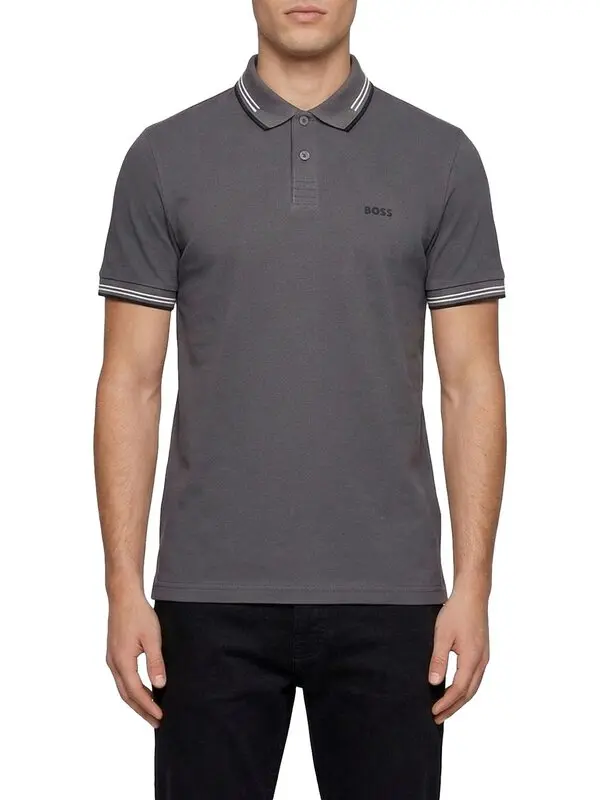 BOSS Cotton Polo With Logo - Grey 1