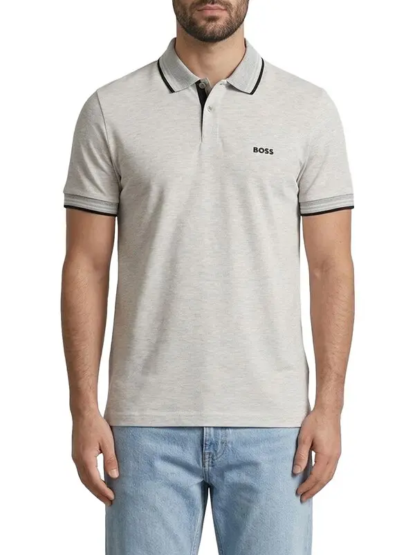 BOSS Cotton Polo With Logo - Grey