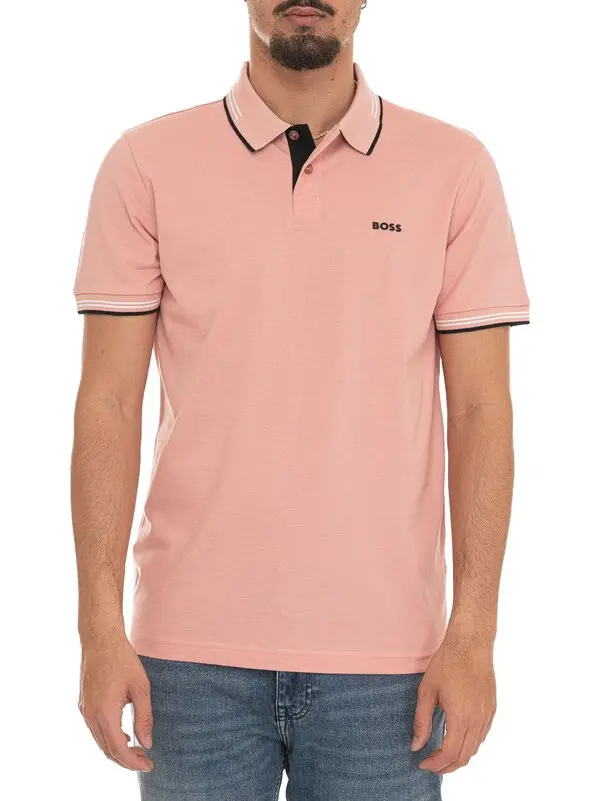 BOSS Cotton Polo With Logo - Pink