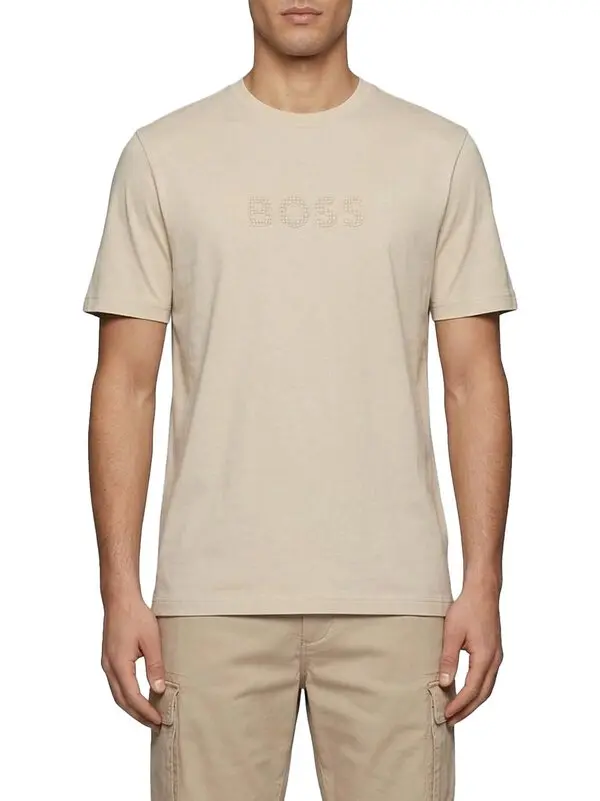 BOSS Cotton T-shirt With Logo - Beige