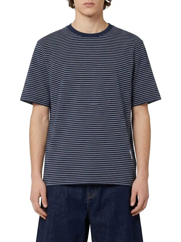 AMI Paris Striped Cotton T-shirt - Blue