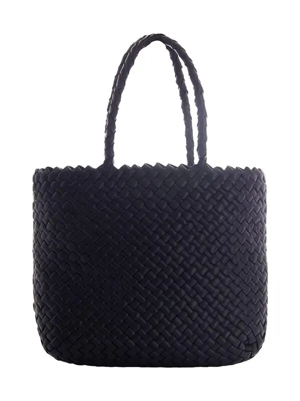 Dragon Diffusion Woven Handbag With Shoulder Strap - Black