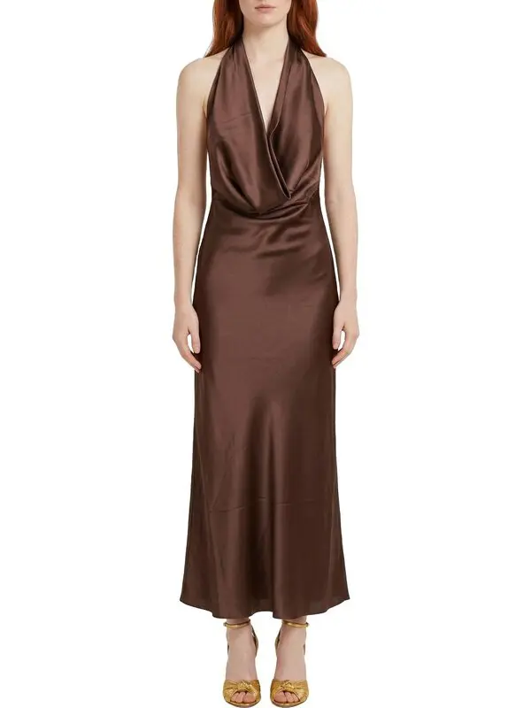 ROTATE BY BIRGER CHRISTENSEN Halterneck Dress - Brown