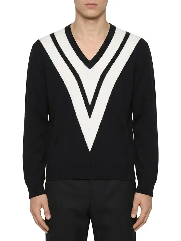 Valentino Garavani Wool V-neck Sweater - Black