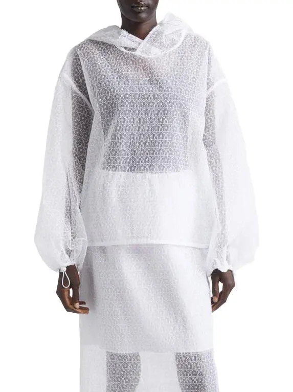Cecilie Bahnsen Shila Windflower Embroidered Organza Hoodie - White