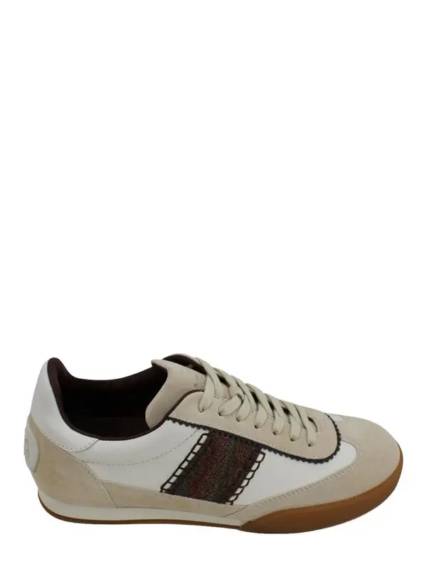 Etro Paisley Coated Leather And Cotton Low-top Sneakers - White