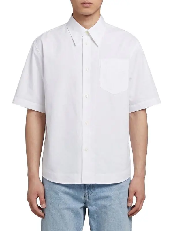 AMI Paris Casual Cotton Poplin Shirt - White