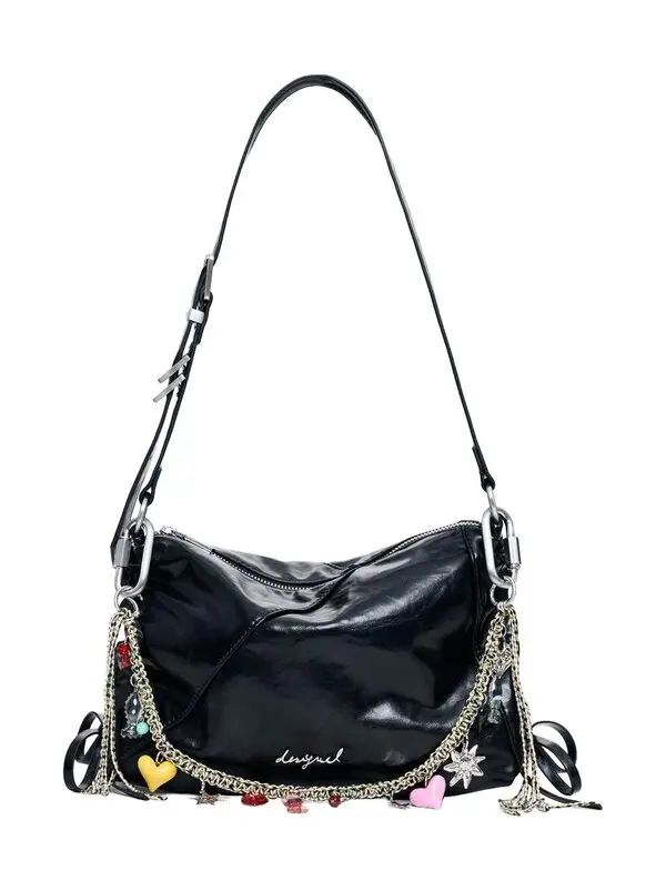 Desigual Charm Strap Faux Leather Shoulder Bag - Black