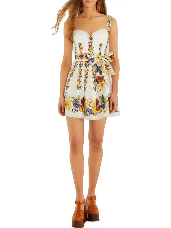 Farm Rio Tropi Floral Print Mini Dress - Tropi Off-white