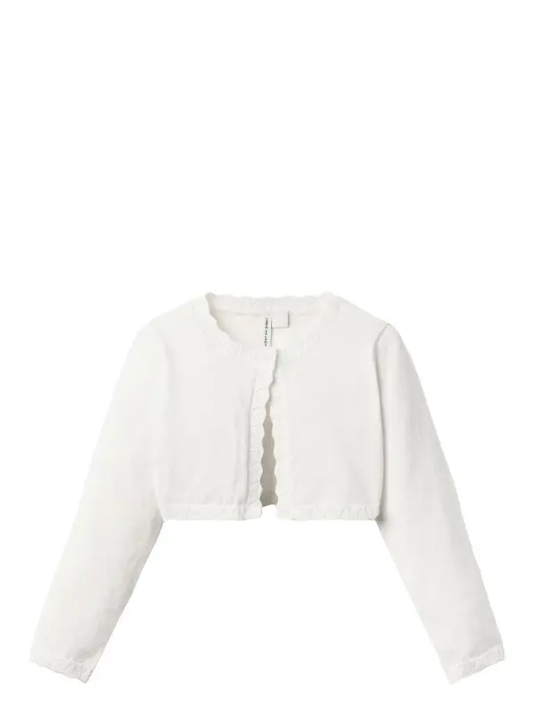 Janie And Jack Crochet Trim Cropped Cardigan - White